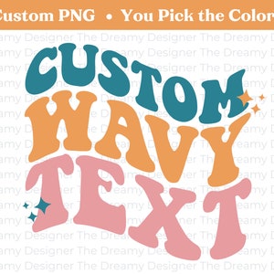 Custom Wavy Text PNG, Custom Color, Retro Wavy Font, Retro Stacked Text ...