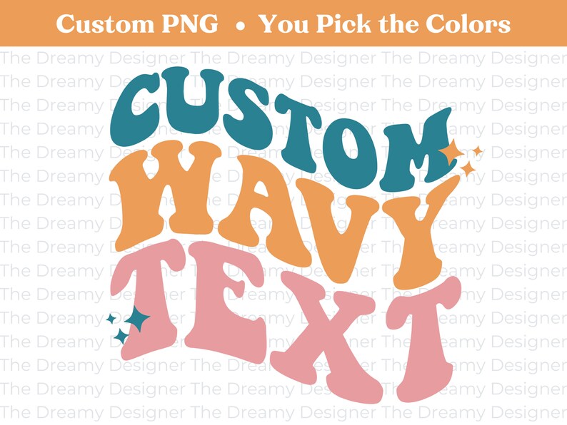 Custom Wavy Text PNG SVG, Retro Wavy Font, Retro Stacked Text, Custom Retro Groovy Text, Custom ...