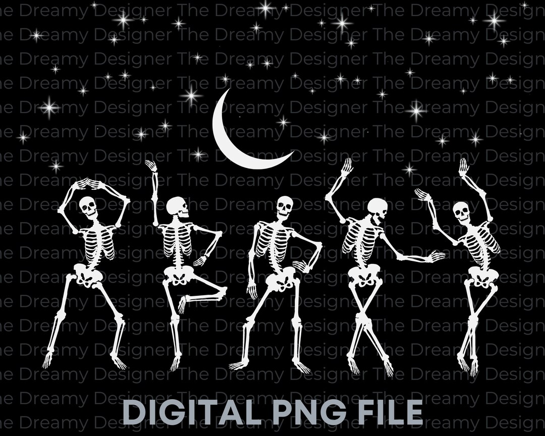 Dancing Skeletons PNG, Skeletons With Moon and Stars, Halloween PNG ...