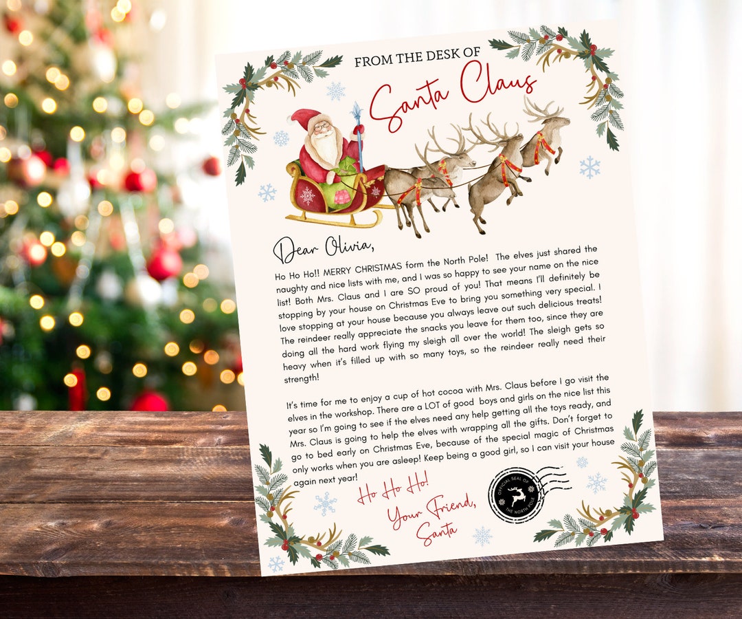 Editable Personalized Letter From Santa Claus, Editable Santa Letter ...