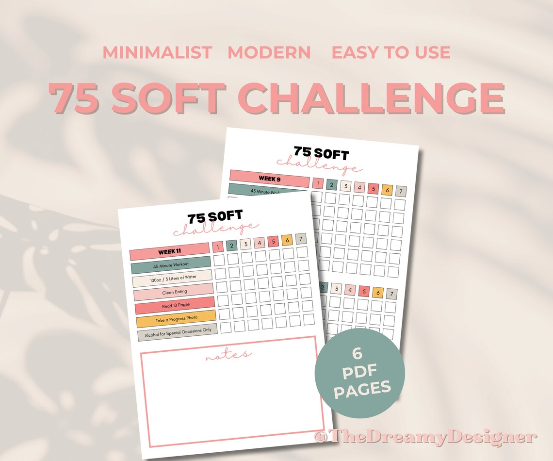 75 Soft Challenge Printable PDF, 75 Soft Tracker, 75 Soft Checklist, 75 ...