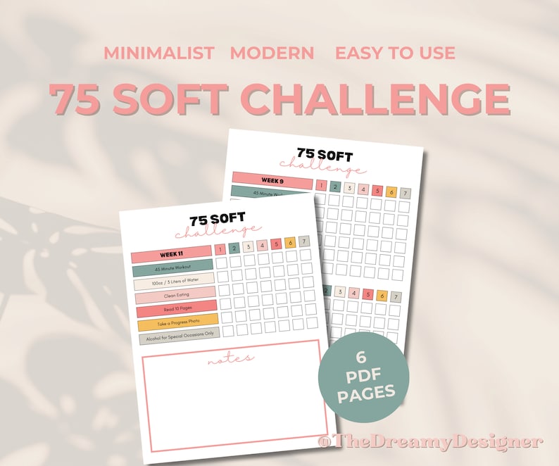 75 Soft Challenge Printable PDF, 75 Soft Tracker, 75 Soft Checklist, 75 ...