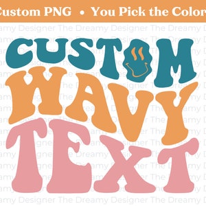 Custom Wavy Text PNG, Custom Color, Retro Wavy Font, Retro Stacked Text ...