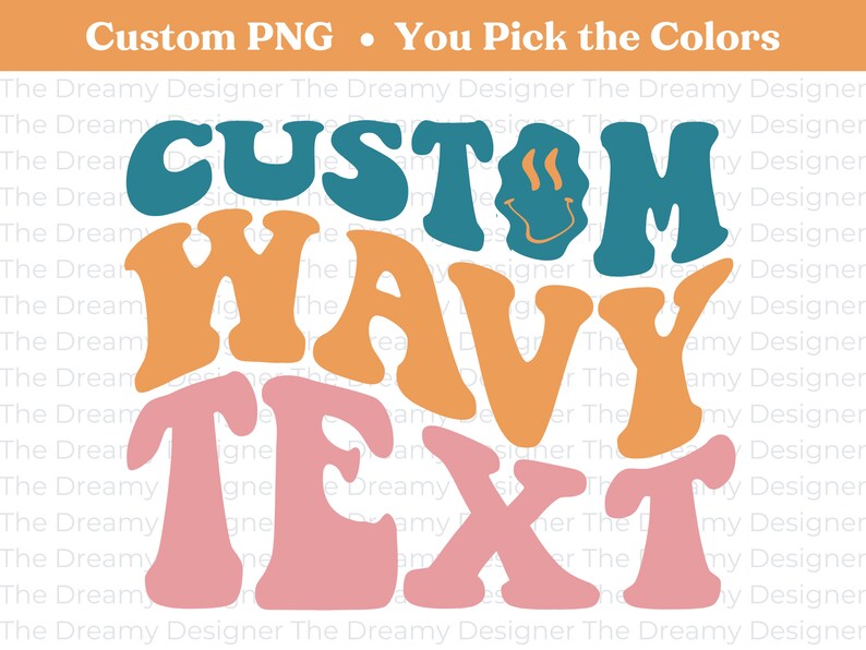 Custom Wavy Text PNG SVG, Retro Wavy Font, Retro Stacked Text, Custom ...
