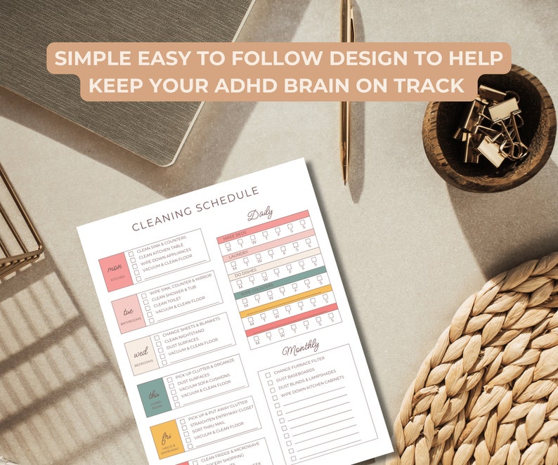 Printable Cleaning Schedule, PDF and Canva Template, Daily Weekly ...