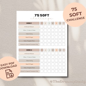 75 Soft Challenge Printable PDF, 75 Soft Tracker, 75 Soft Checklist, 75 ...