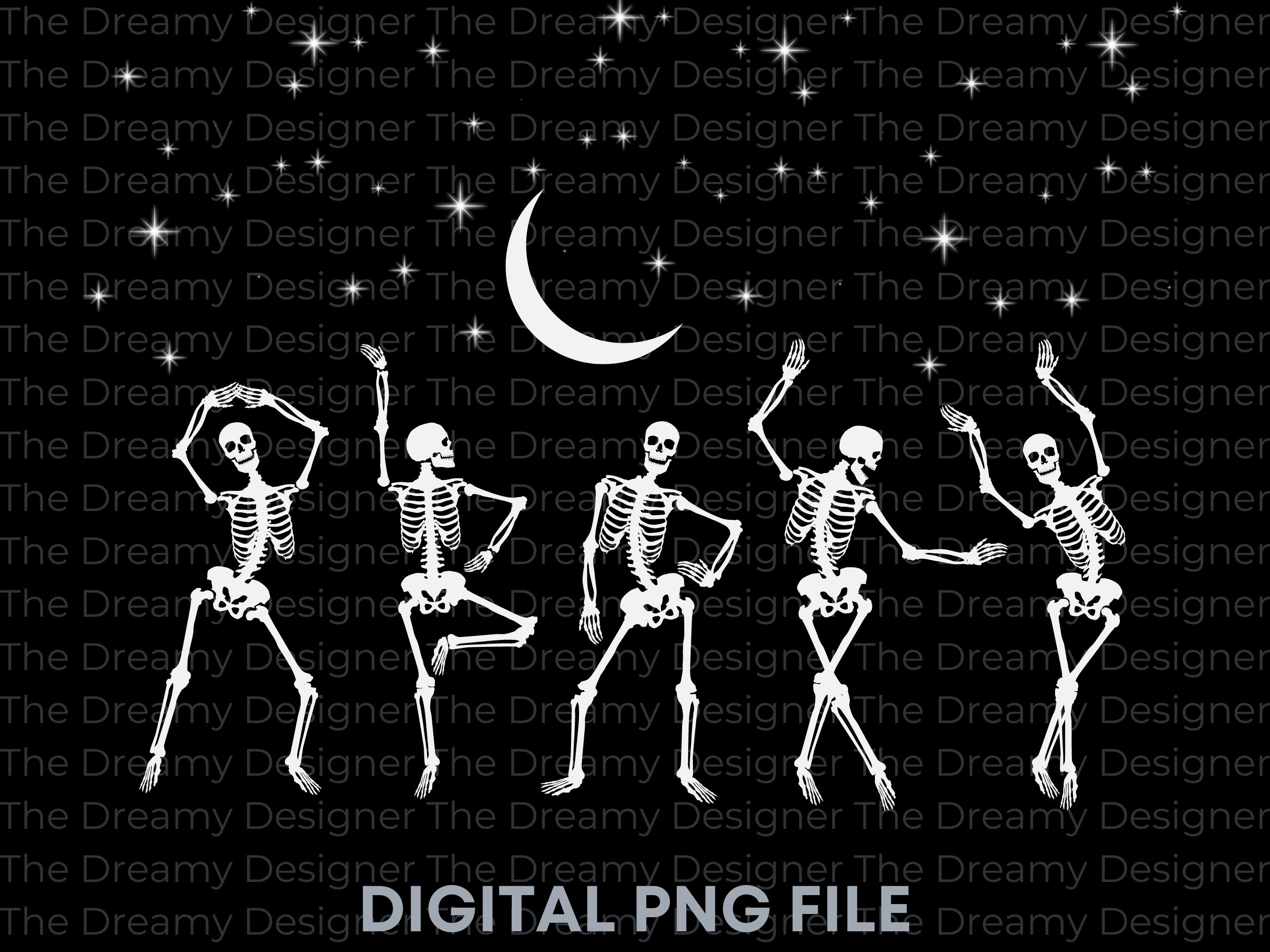 Dancing Skeletons PNG, Skeletons With Moon and Stars, Halloween PNG ...