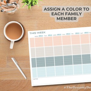 Family Chore Chart, Family Planner, Week at a Glance, Printable Weekly ...