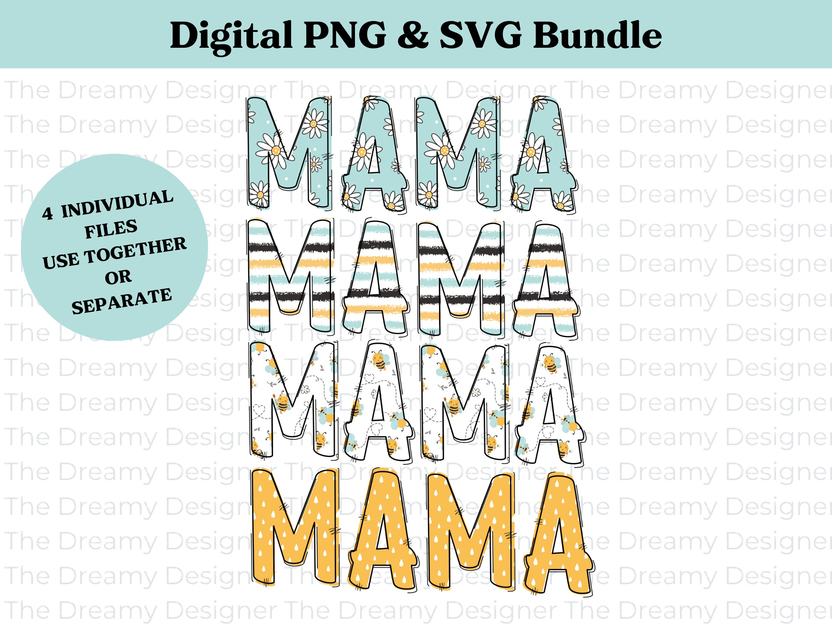 Mama Doodle Letters PNG Bundle Mama Design SVG Floral Mom - Etsy