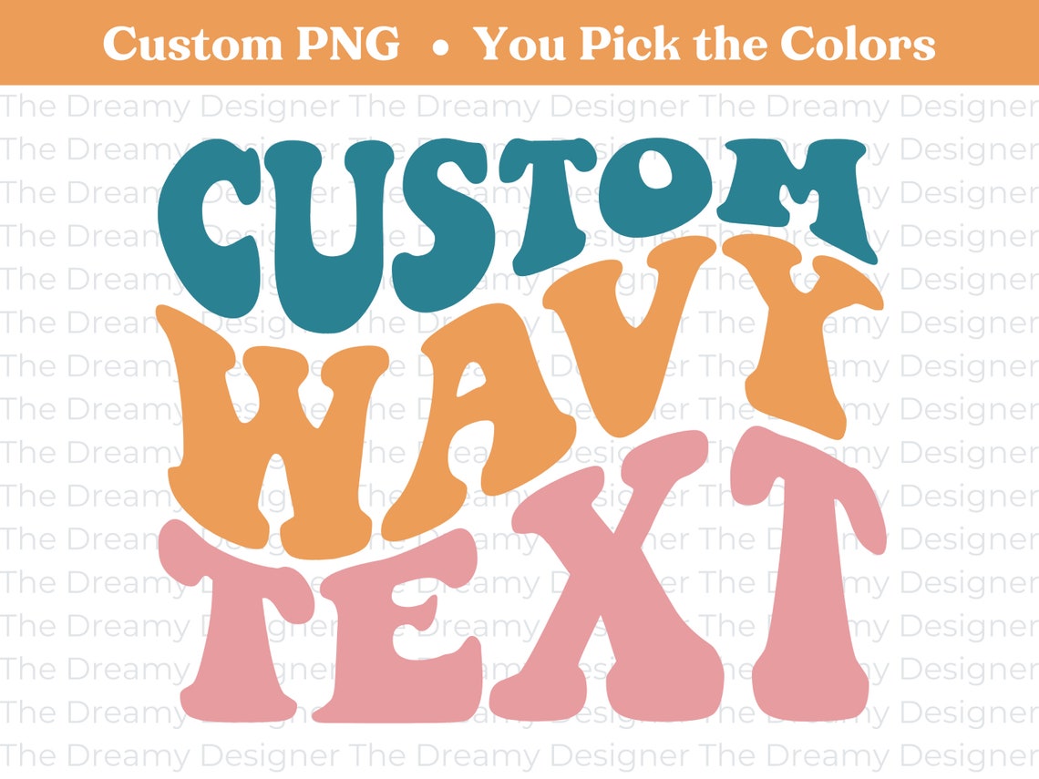Custom Wavy Text PNG SVG, Retro Wavy Font, Retro Stacked Text, Custom Retro Groovy Text, Custom ...