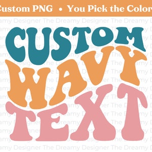 Custom Wavy Text PNG, Custom Color, Retro Wavy Font, Retro Stacked Text ...