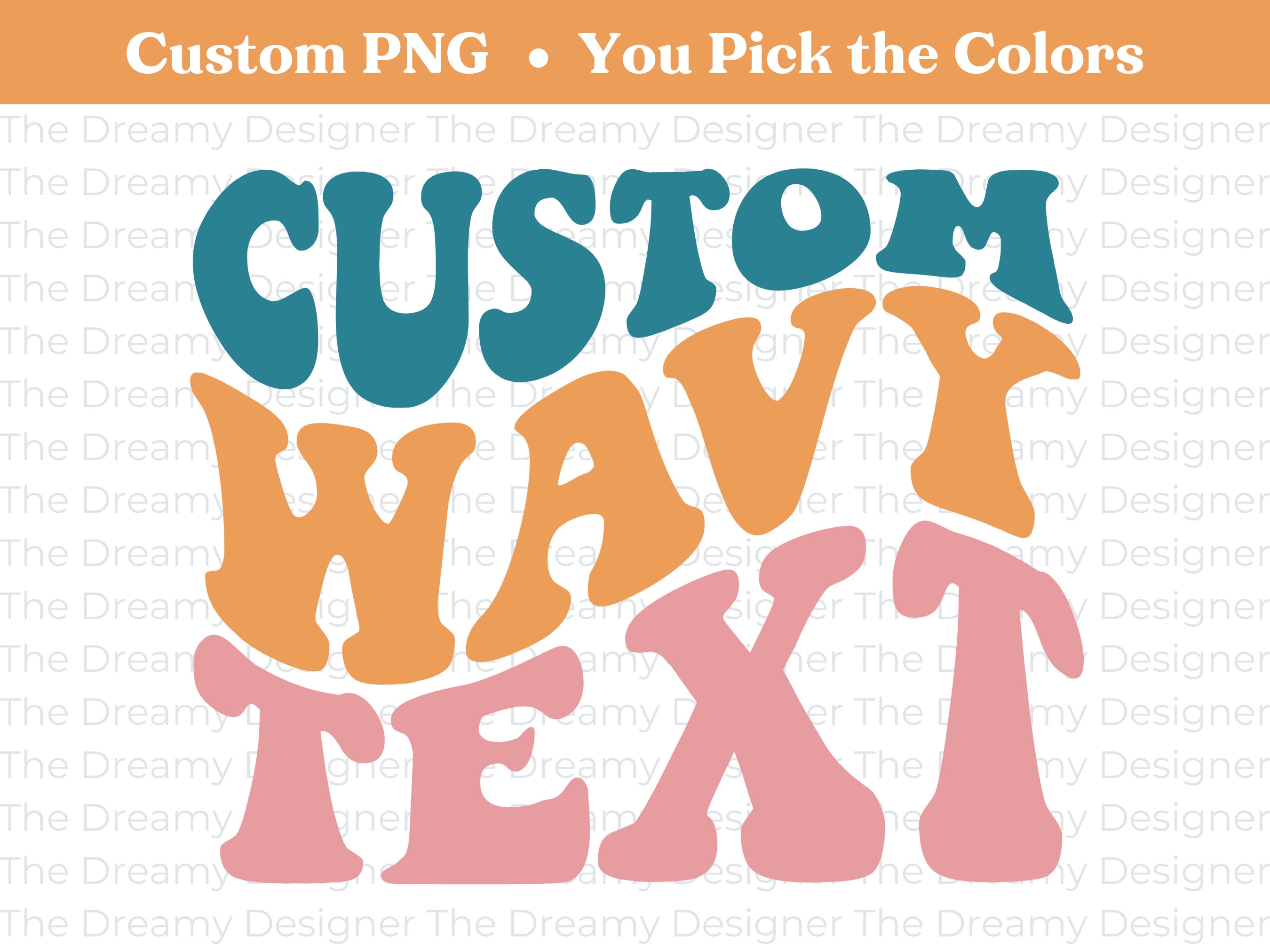 Custom Wavy Text PNG SVG Retro Wavy Font Retro Stacked Text - Etsy