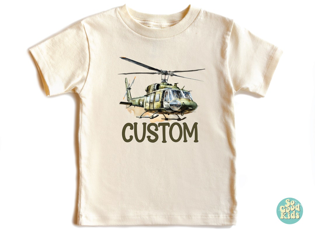 Kids Helicopter With Custom Name Shirt, Kids Army Shirt, Toddler ...