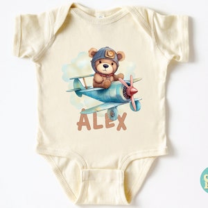 Personalized Airplane Baby Boy Shirt, Flying Bear Kids Shirt, Custom ...