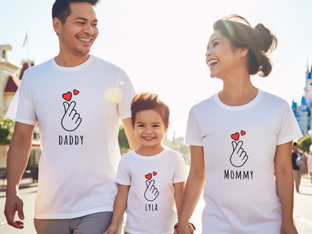 Family Matching Tshirt, Custom Family Heart T-shirt, Cute Personalized ...