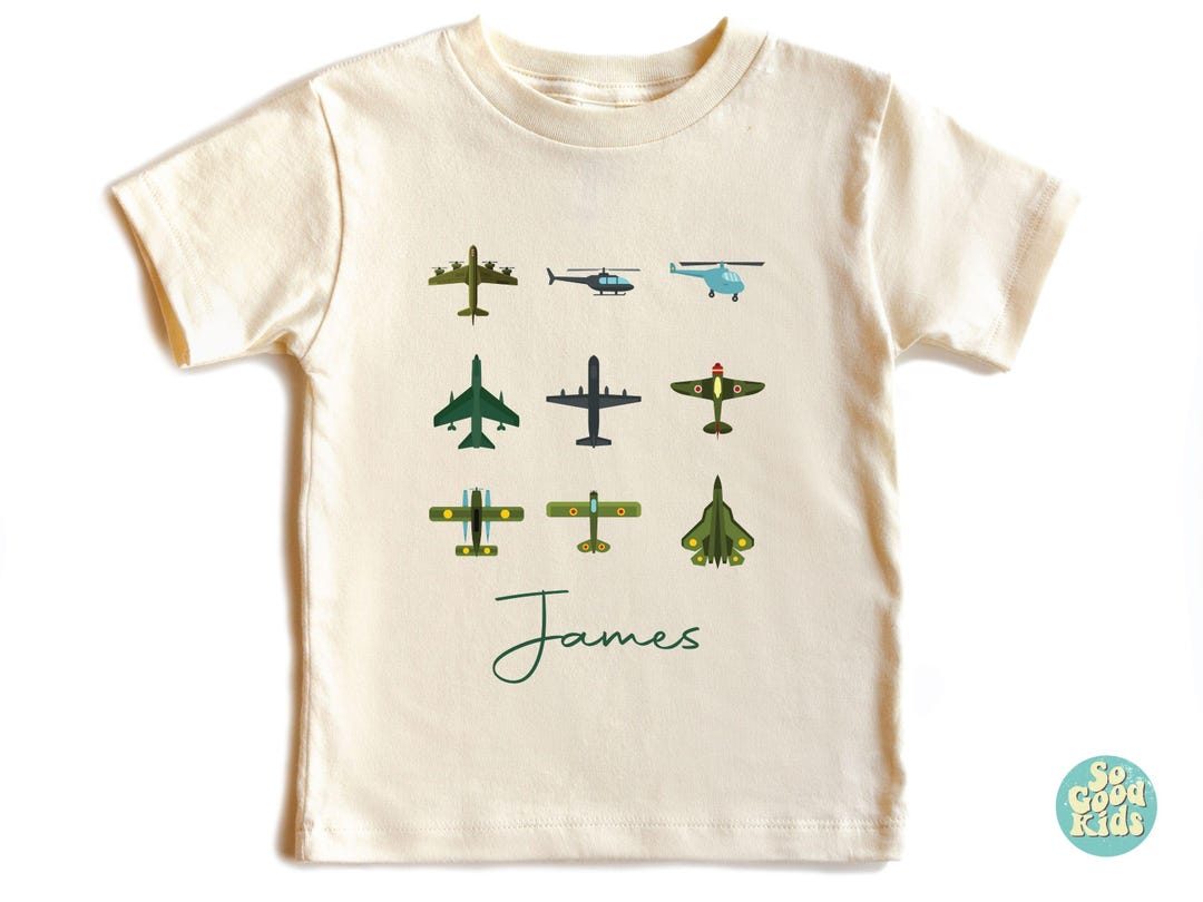 Personalized Fighter Jet Toddler Shirt, Airplane Collage Kids T-shirt ...