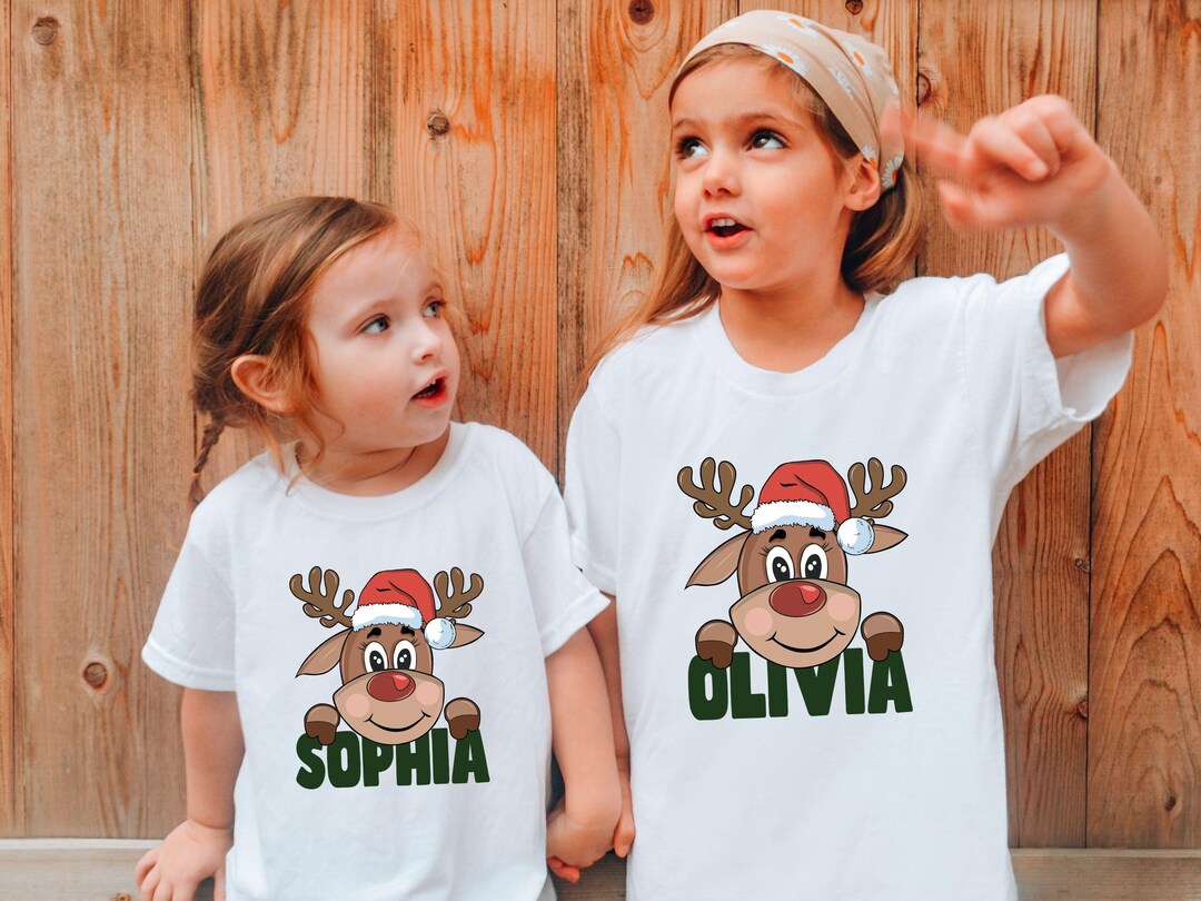 Personalized Christmas Shirt for Kids, Reindeer Tshirt, Christmas Gift ...