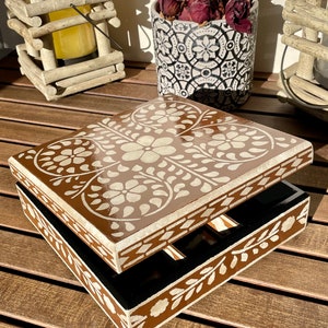 Decorative Box With Compartment, Floral Jewelry Box, Storage Box ...