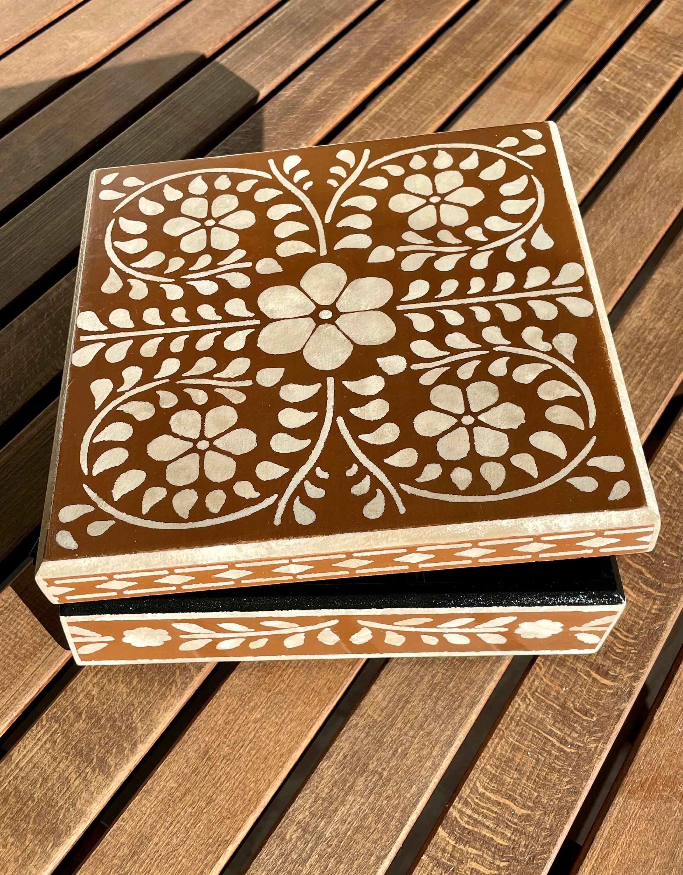 Decorative Box With Compartment, Floral Jewelry Box, Storage Box ...