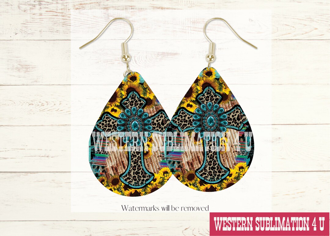 Western Cross Earring Png | Southern Earring Template | Teardrop ...