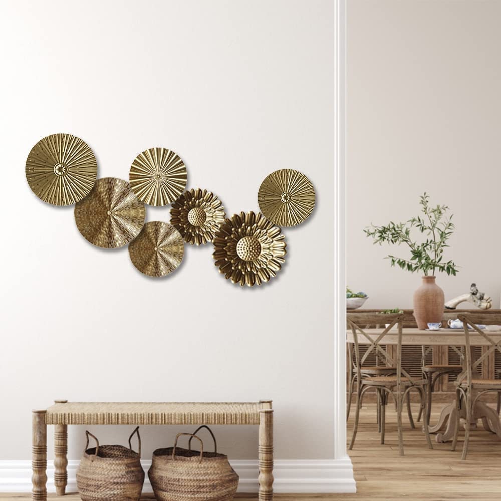 Round Gold Metal Wall Art Metal Wall Decor Living Room Wall Art Modern ...