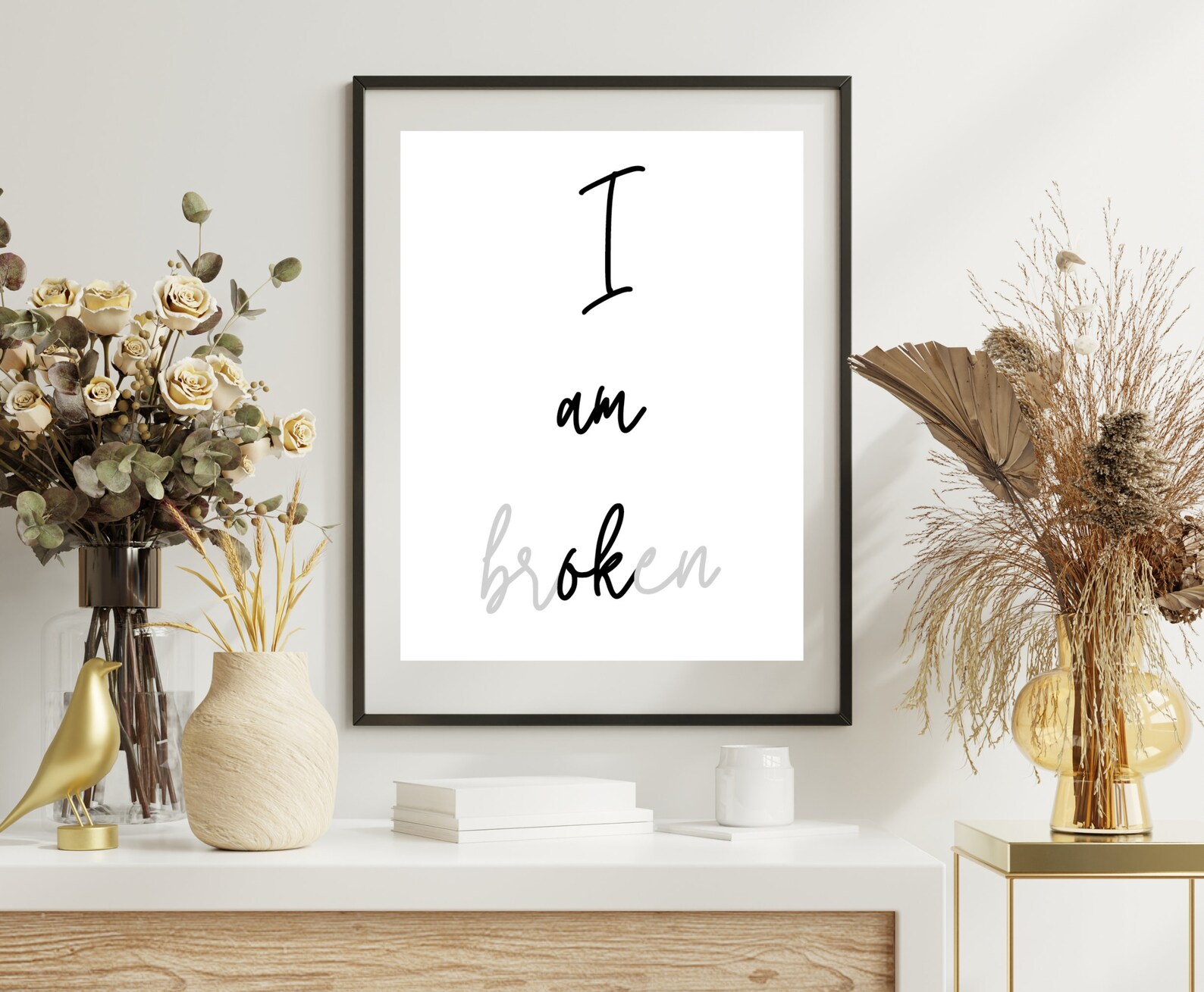 I Am Ok/broken Printable Word Art Inspirational Digital Sayings - Etsy