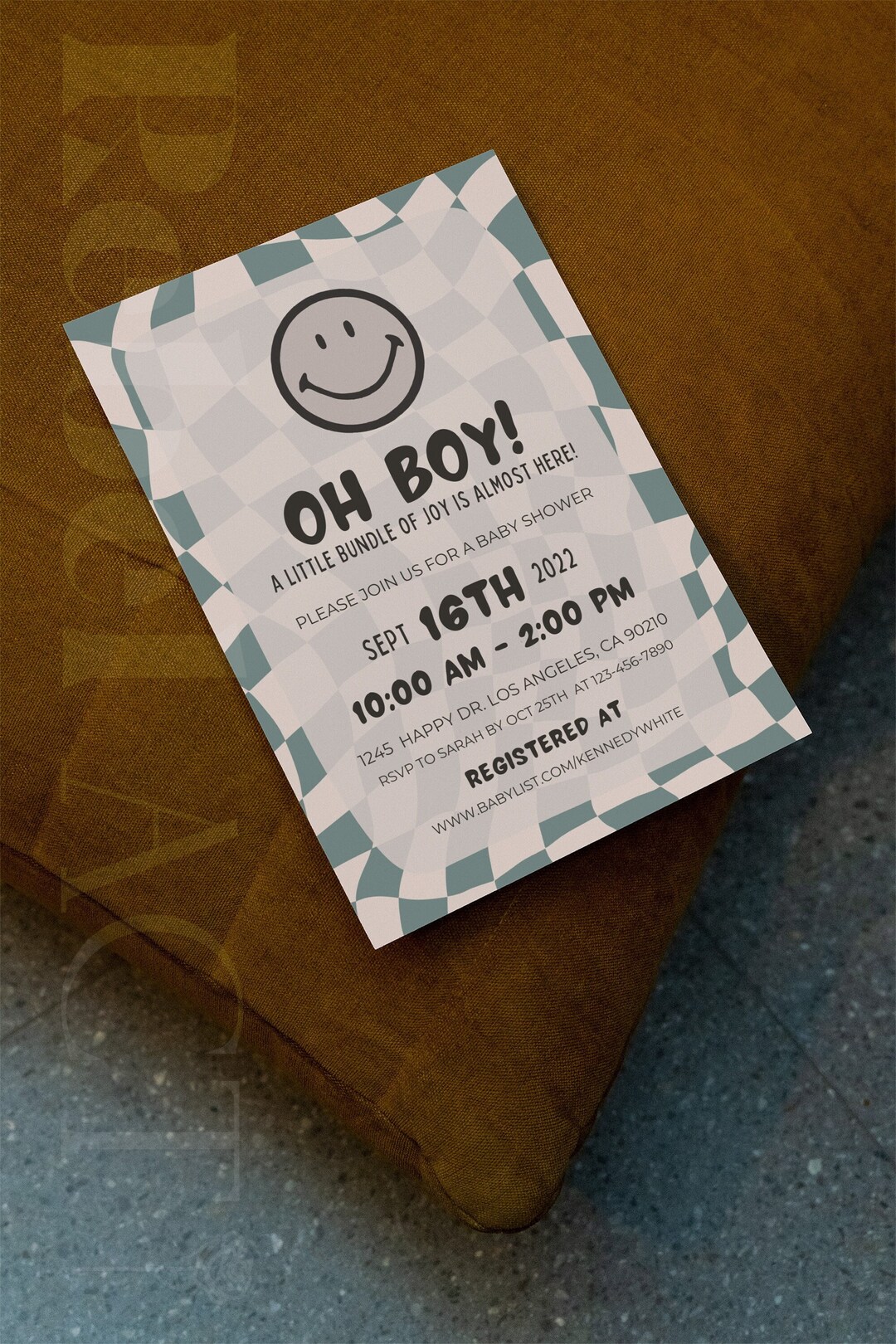 Printable and Electronic Editable Smiley Face Invitation for Boy ...