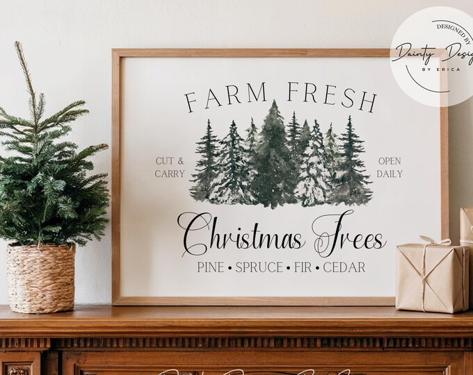 Christmas Tree Wooden Sign - PRINTABLE Wall Art / Trees for Sale Sign ...