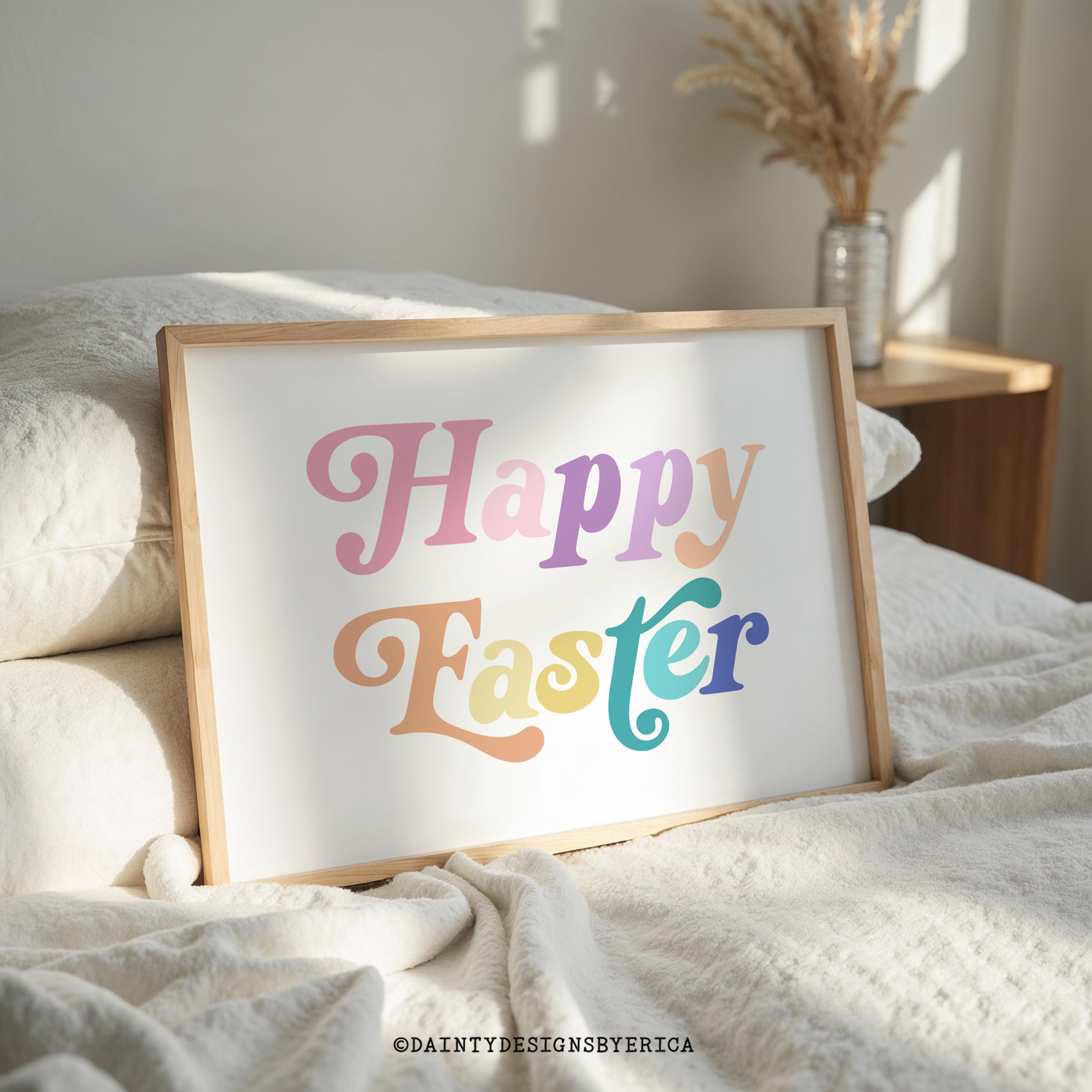 Happy Easter Print, Easter Printable Wall Art, Happy Easter Printable ...