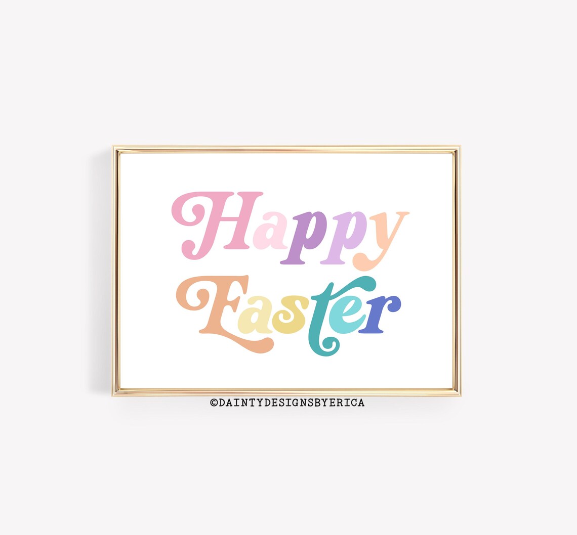 Happy Easter Print, Easter Printable Wall Art, Happy Easter Printable ...