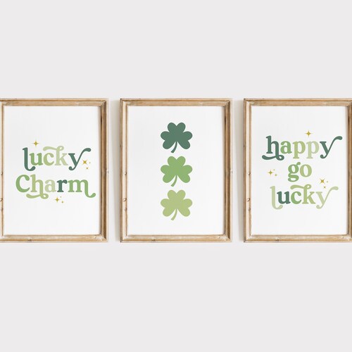 St. Patricks Day Decor Clover Printable Wall Art Shamrock - Etsy
