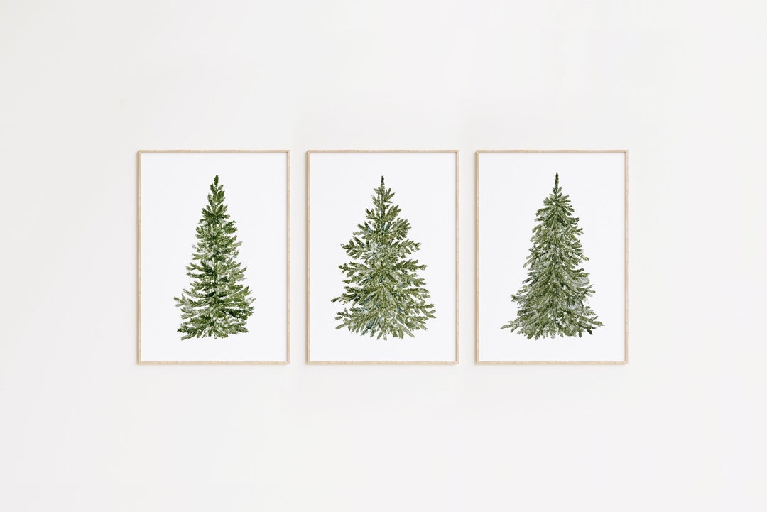 Christmas Tree Prints Set of 3 Christmas Printable Wall Art - Etsy
