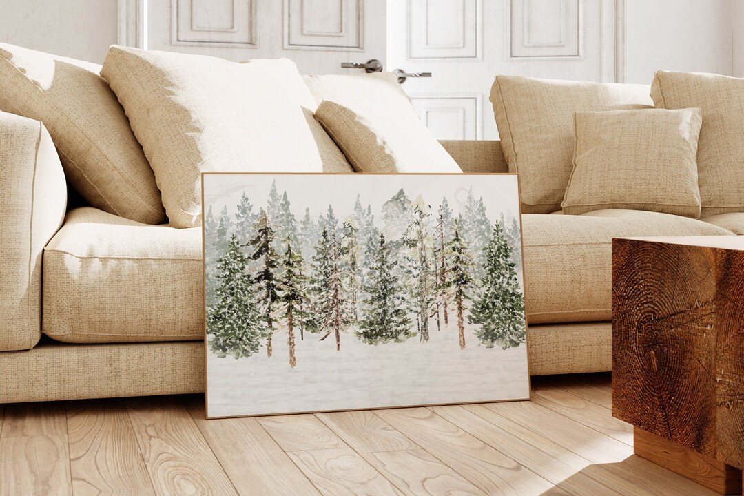 Snowy Winter Forest Print, Winter Landscape Print, Winter Painting ...