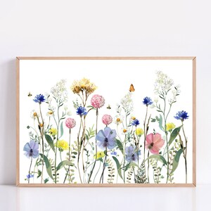 Spring Wildflowers Print, Watercolor Wildflowers Print, Spring Print ...
