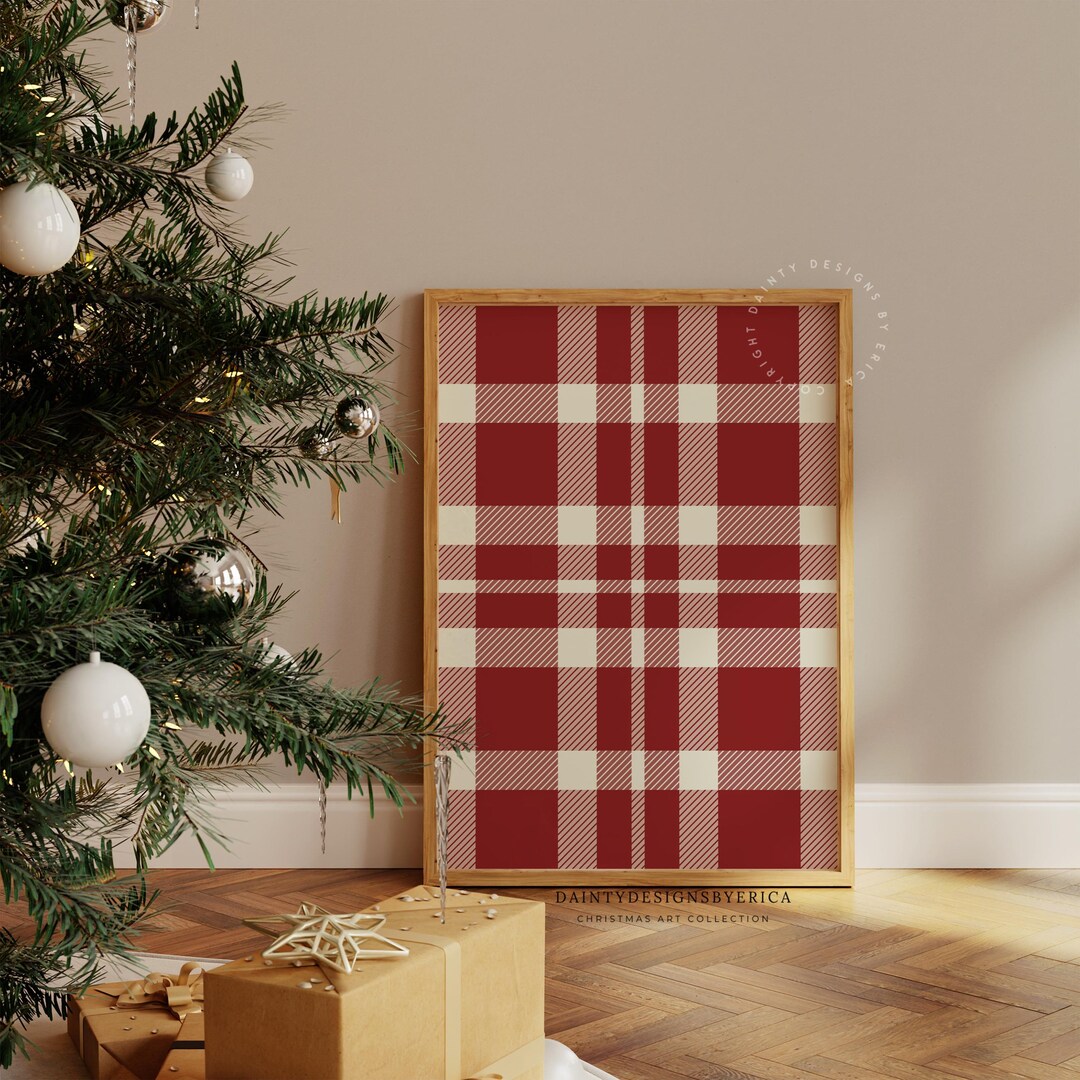 Christmas Plaid Print, Red Christmas Plaid, Christmas Printable Wall ...