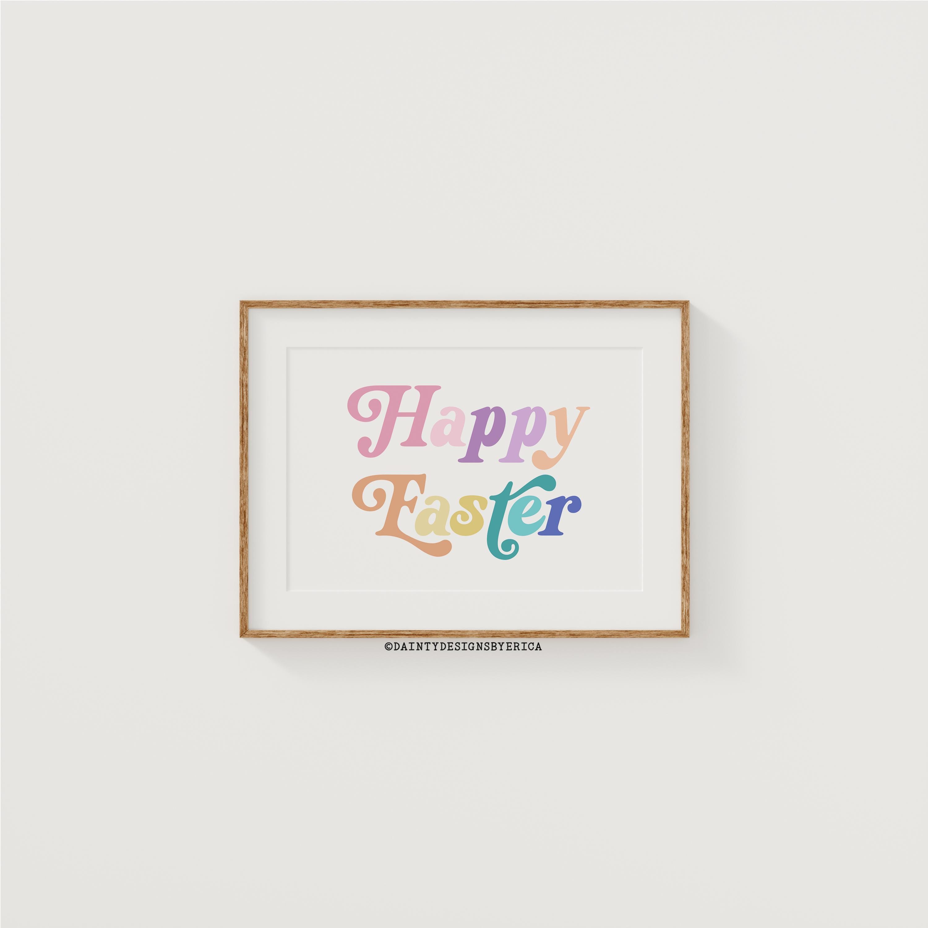 Happy Easter Print, Easter Printable Wall Art, Happy Easter Printable ...