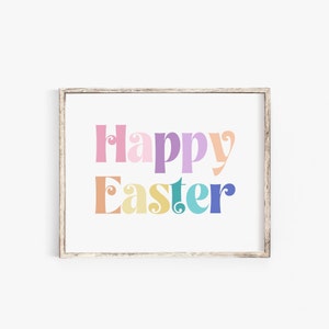 Happy Easter Print, Easter Printable Wall Art, Happy Easter Printable ...