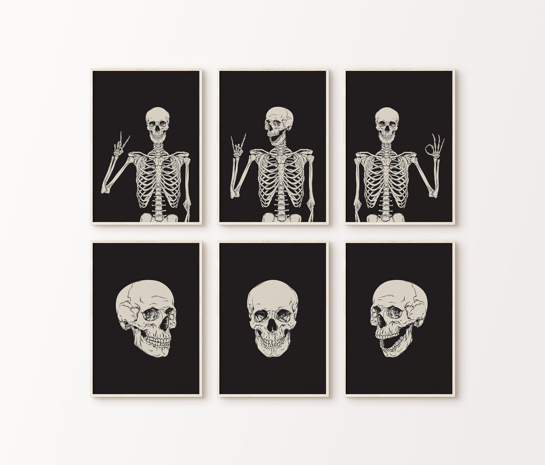 Skeleton Wall Art, Skeleton Prints, Halloween Skeleton Prints ...