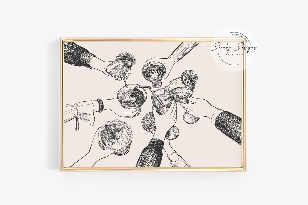 Cheers Print, Cocktails Print, Bar Cart Wall Decor, Printable Cheers ...