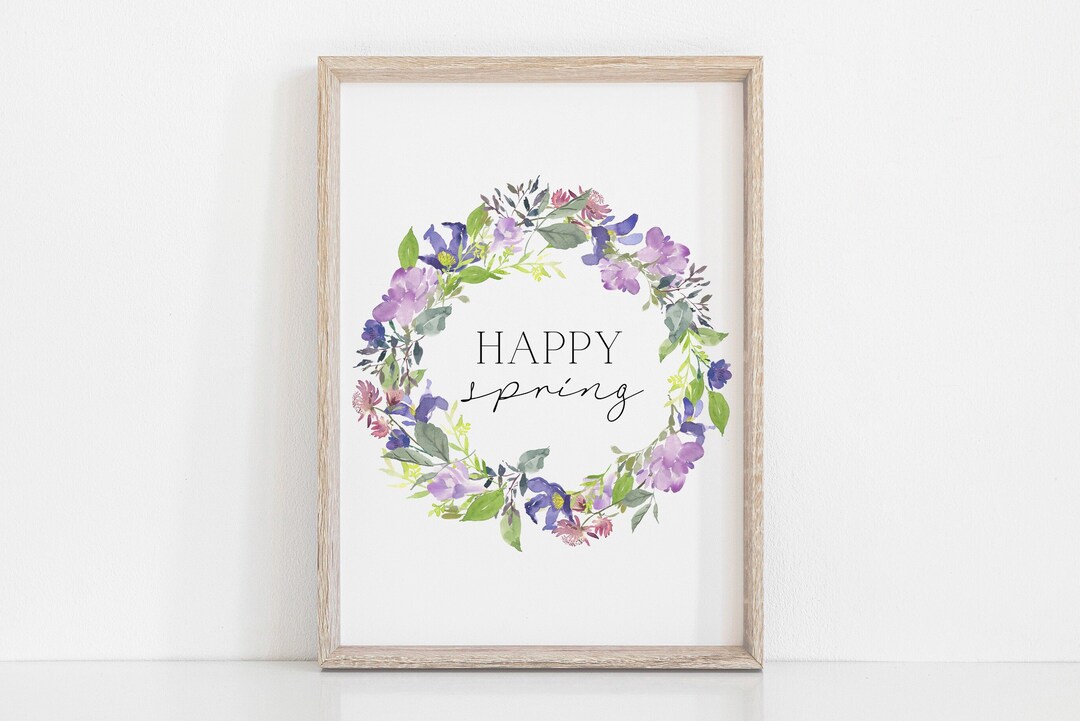 Happy Spring Print Happy Spring Sign Spring Printable Wall - Etsy