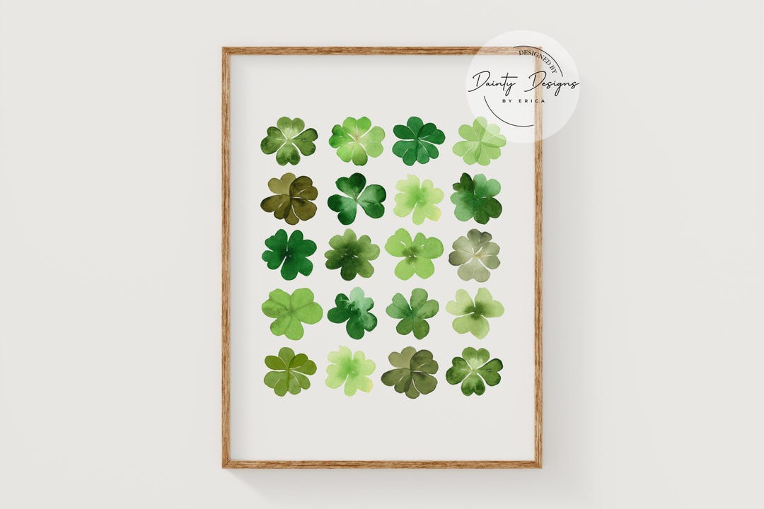 St Patricks Day Printable Wall Art, Watercolor Shamrocks Print ...