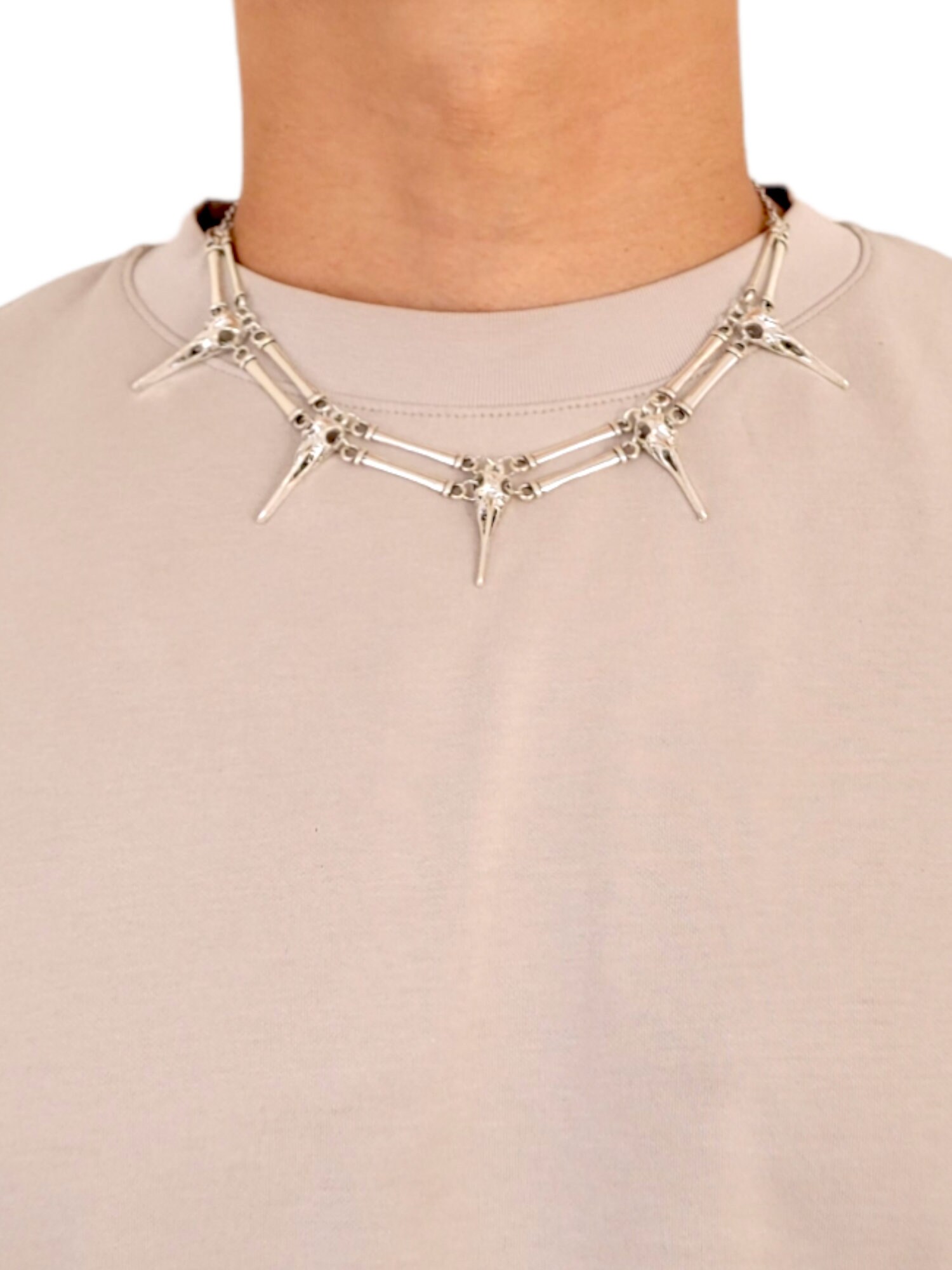 Silver Raven Skull Choker Necklace - Etsy