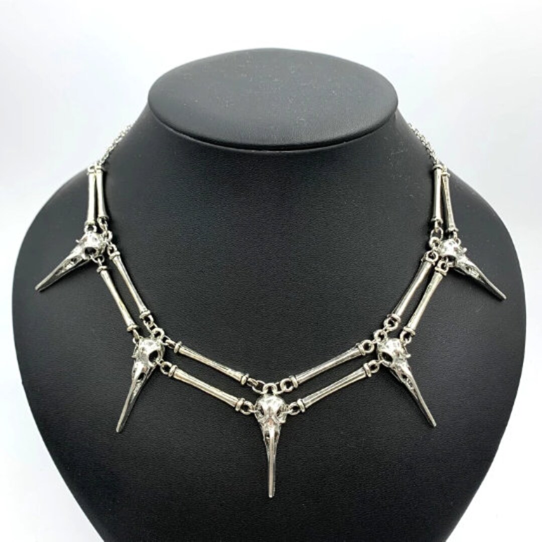 Silver Raven Skull Choker Necklace - Etsy