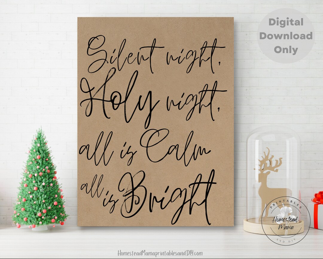 Silent Night Printable Wall Art, Digital Download, Christmas Printable ...