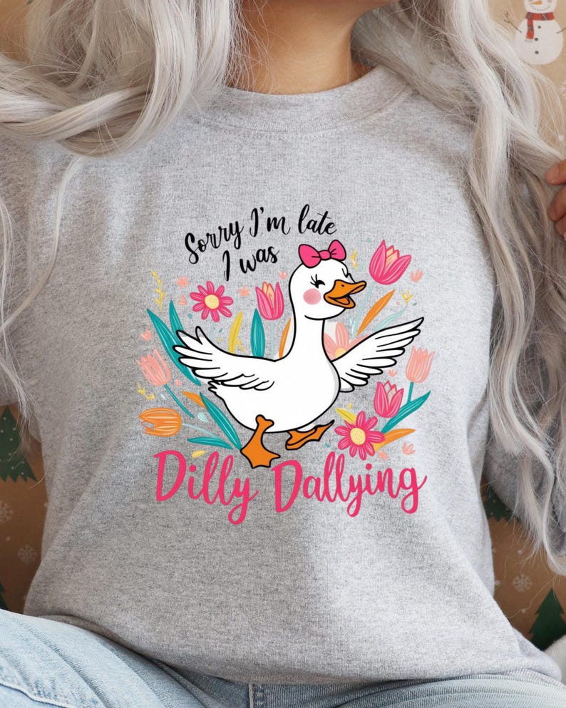 Funny Goose PNG: Dilly Dally Clipart, Floral Spring Animal Graphic ...