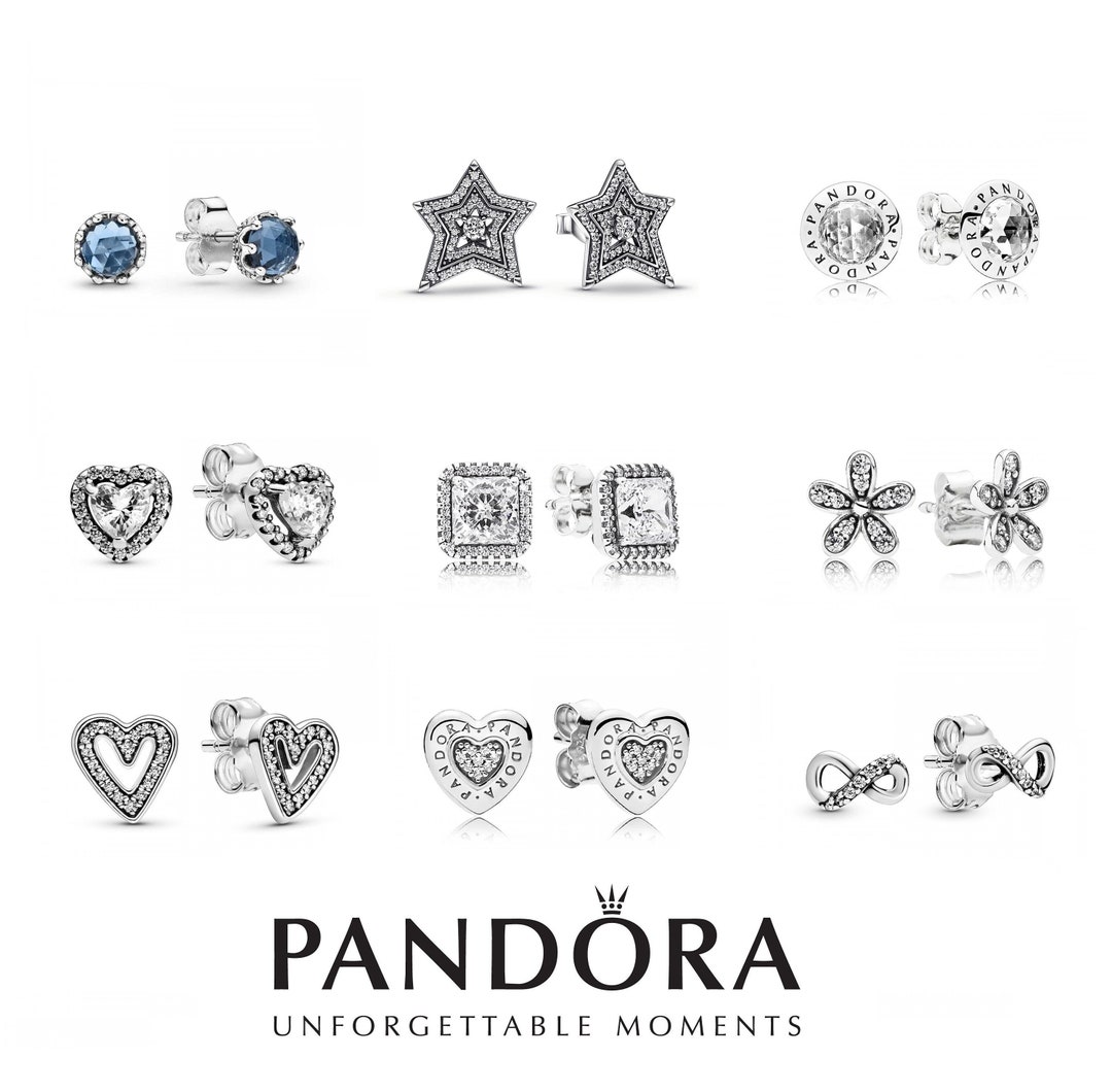 PANDORA Stud Earrings Multi Selection Unique Silver Earrings - Etsy