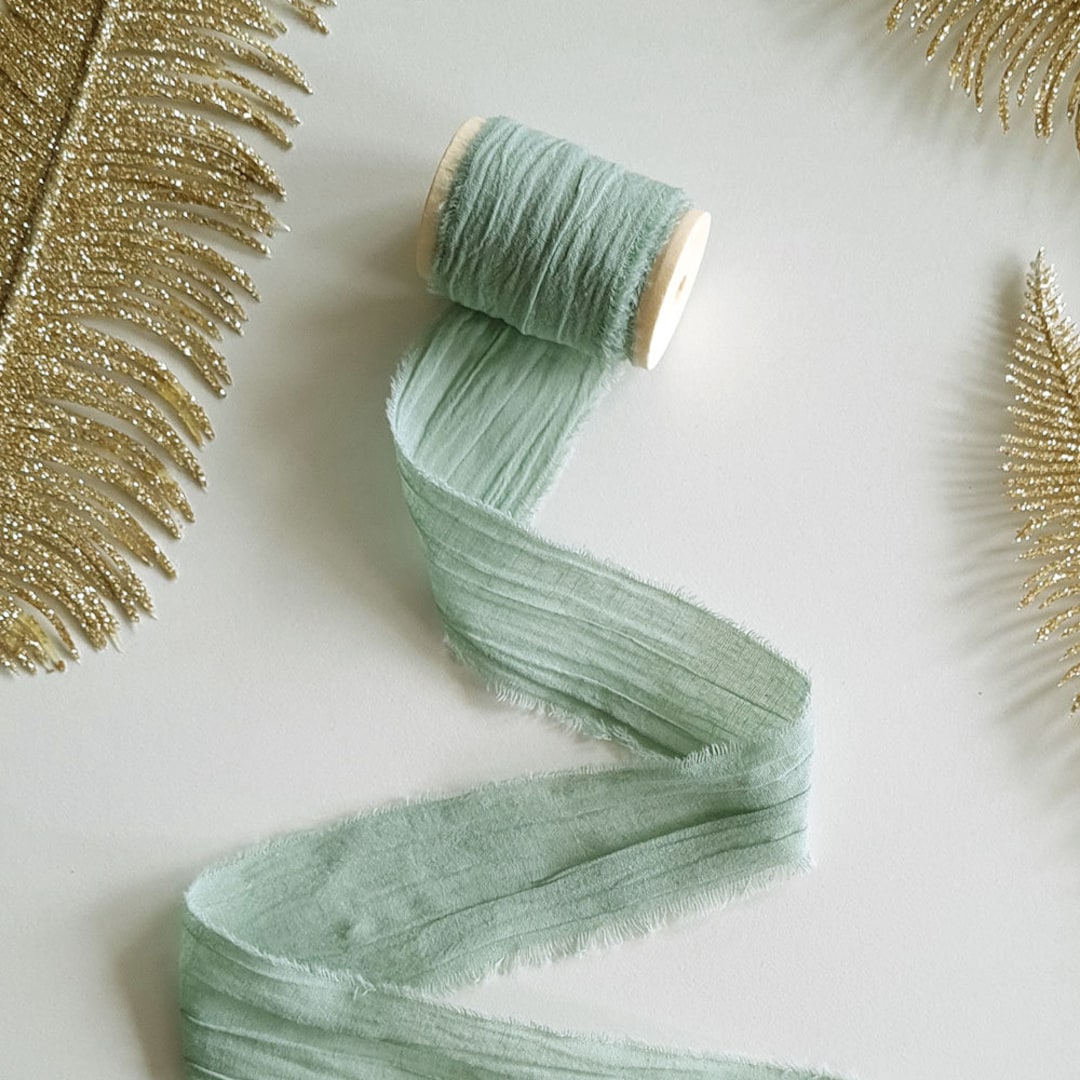 Sage Green Wedding Ribbon With Raw Edge Ribbon for Wedding Car ...