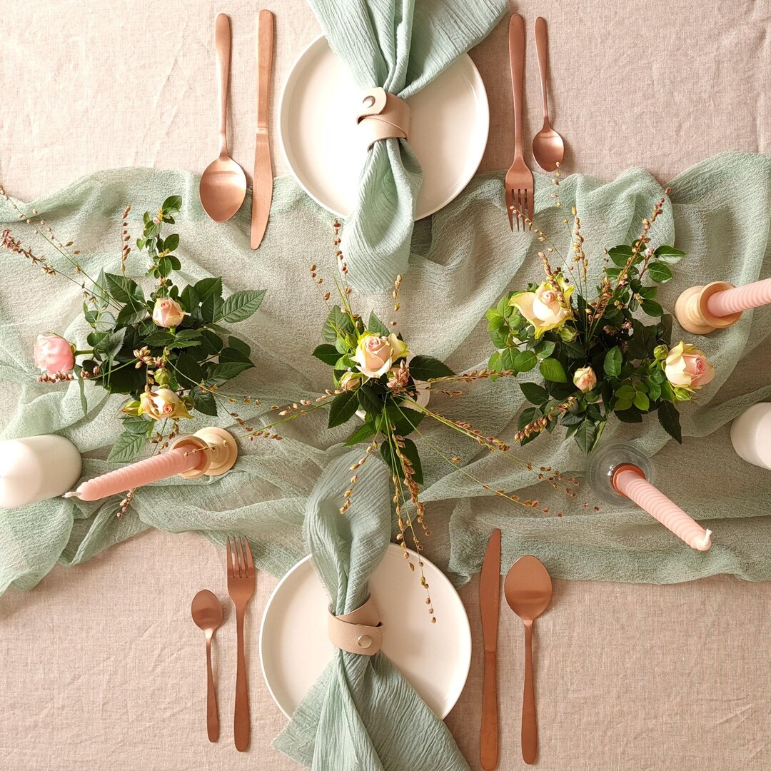 Sage Wedding Table Decorations From Cheesecloth Table Runner Decor ...
