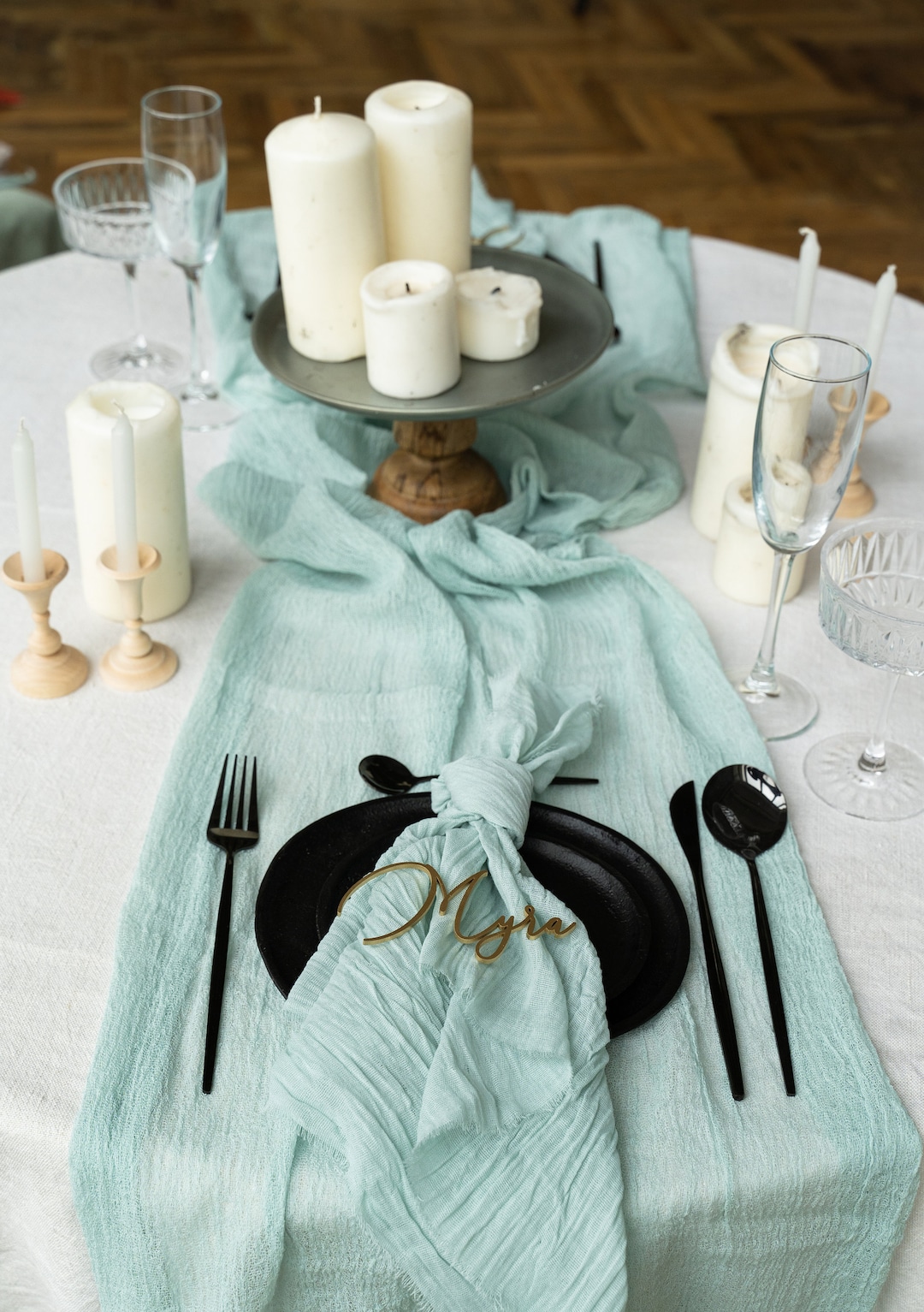 Mint Table Runner Centerpiece Mint Wedding Table Runner Mint Table ...