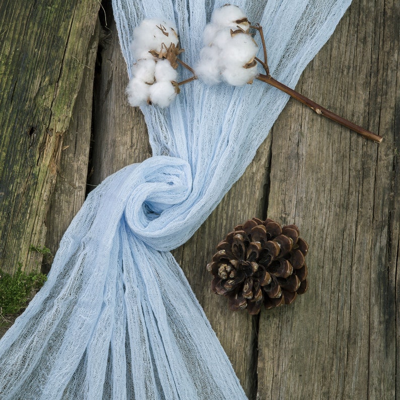 Sky Blue Gauze Table Runner – Rustic Wedding & Farmhouse Table Decor ...